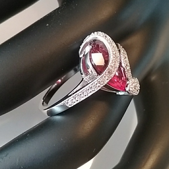 Jewelry | 4ct Natural Ruby With White Topaz Ring Silver 925 | Poshmark